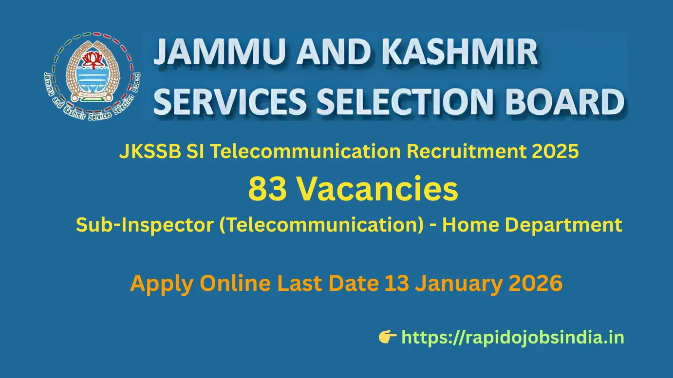 JKSSB SI Telecommunication Recruitment 2025, 83 Vacancies - Apply ...