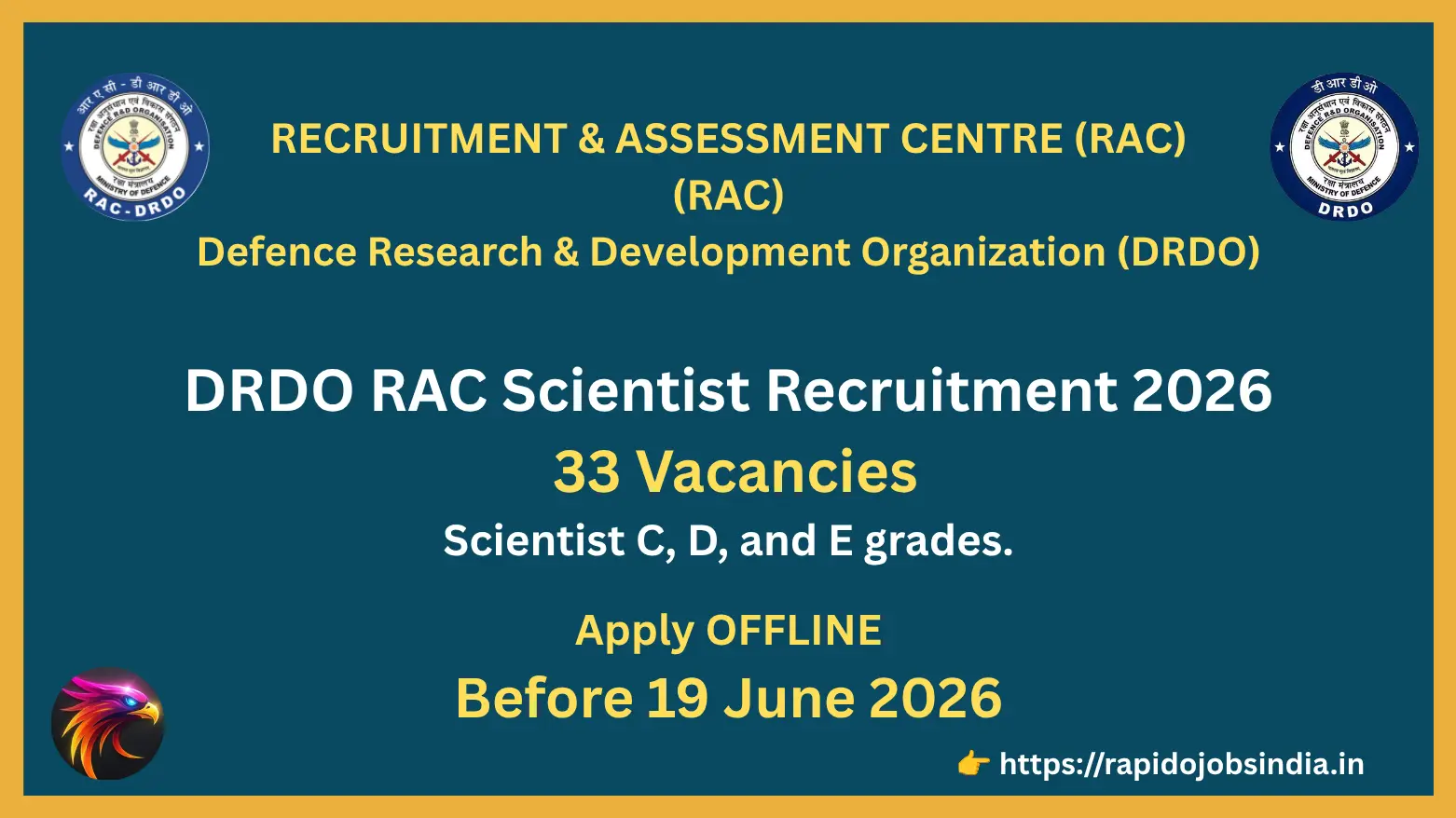 DRDO RAC Scientist Recruitment 2026 – Apply Online for 33 Posts | Last ...
